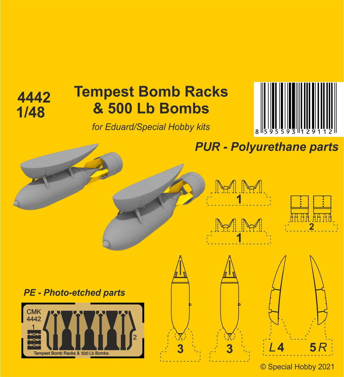 CMK4442 1/48 Hawker Tempest Bomb Racks & 250 Lb Bombs 1/48 (designed t ...