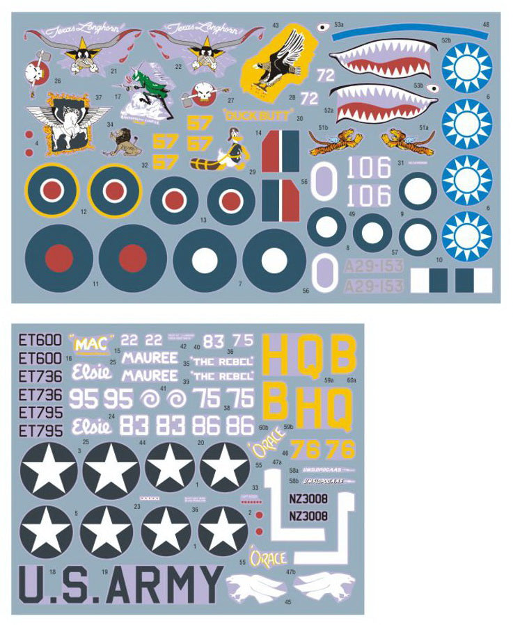 DKD48022 DK Decals 1/48 Curtiss P-40E Warhawk over the Pacific and Chi ...