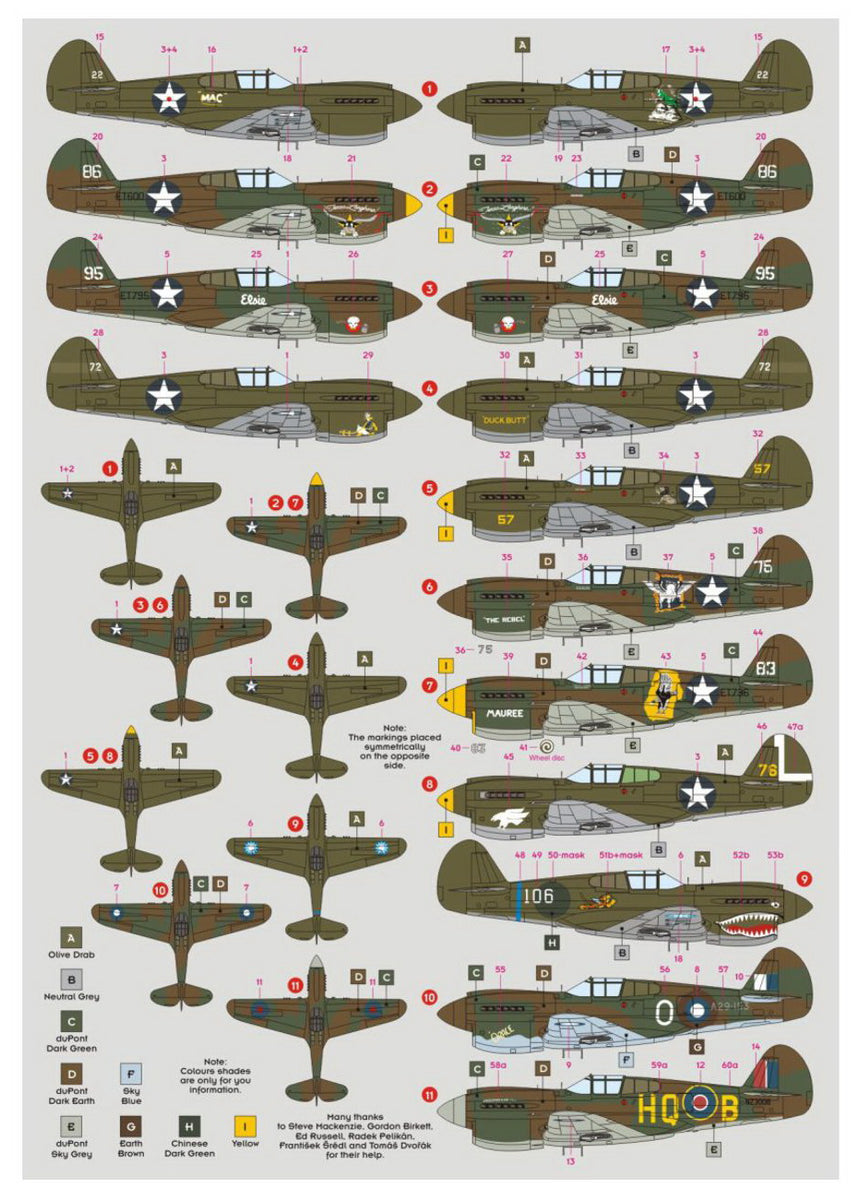 DKD48022 DK Decals 1/48 Curtiss P-40E Warhawk over the Pacific and Chi ...