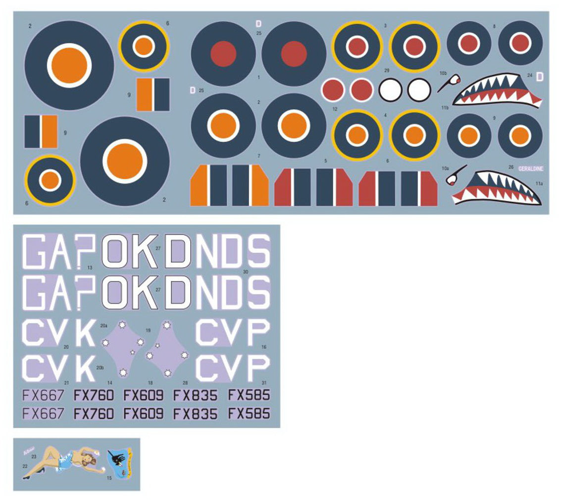 DKD48042 DK Decals 1/48 Curtiss Kittyhawk Mk.IV - RAF, RAAF and SAAF s ...