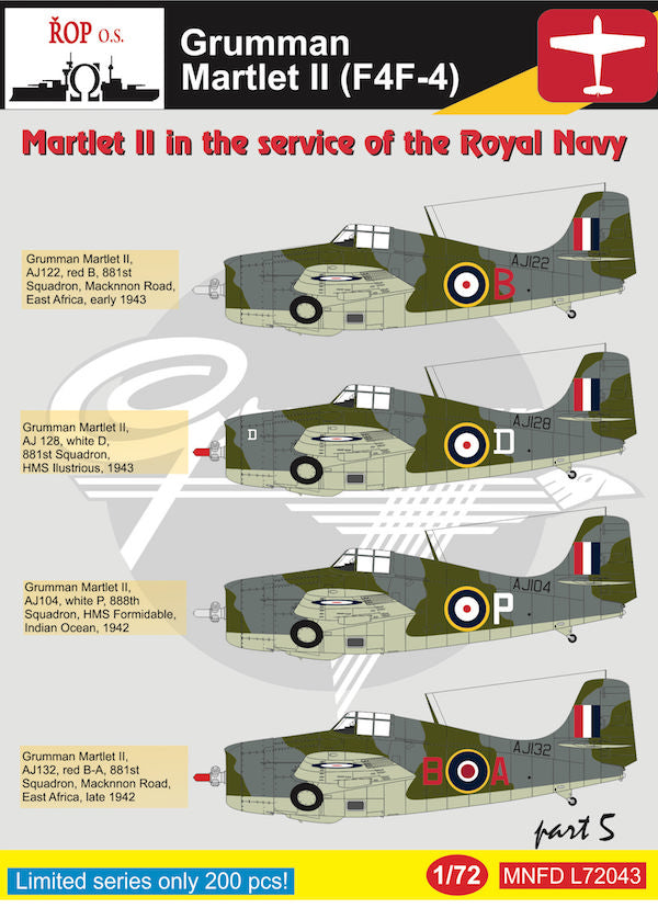 MNFDL72043 ROP o.s. 1/72 Grumman Martlet II (F4F-4) - Martlet II in th ...